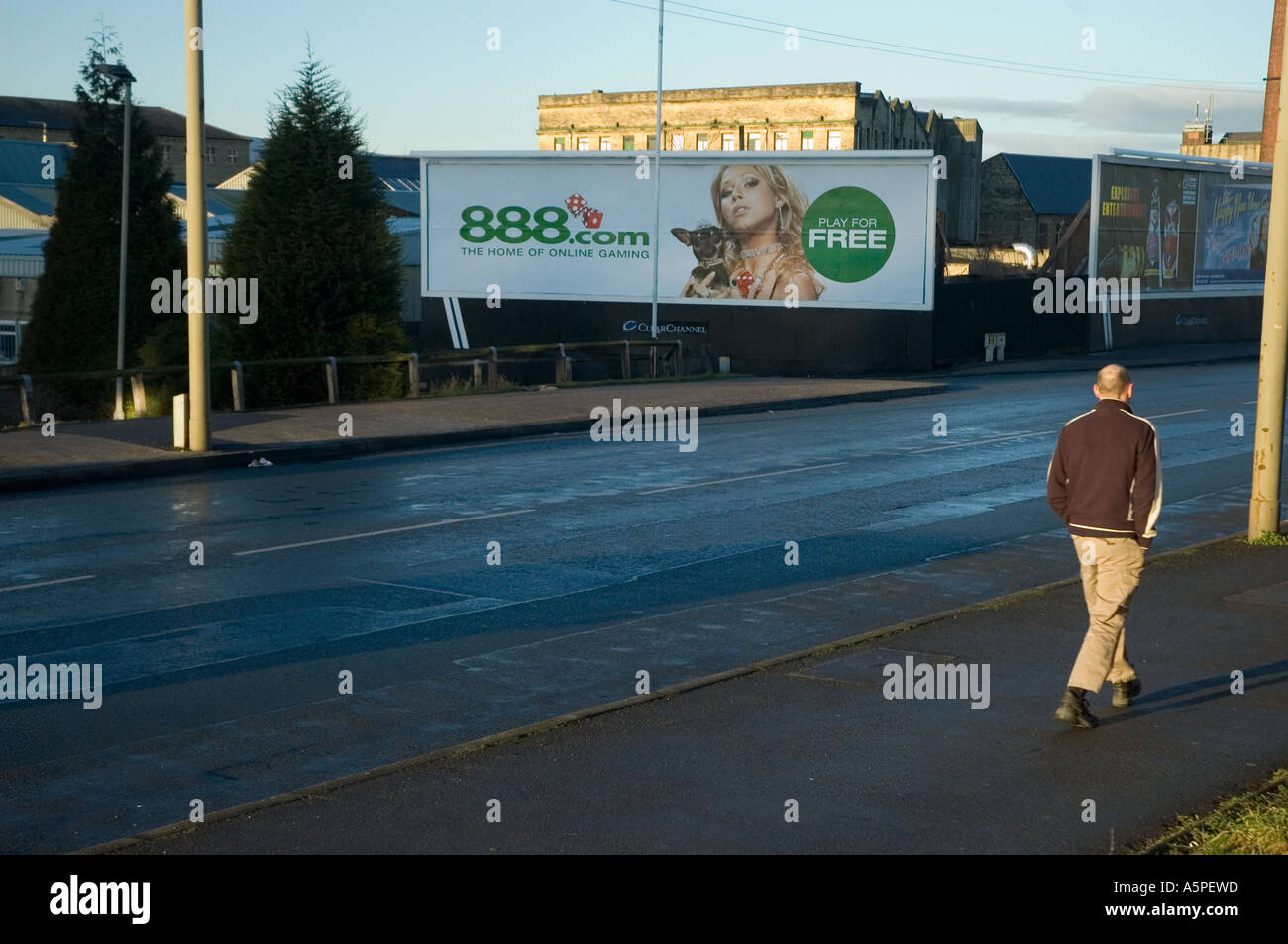 Advertising poster for an online gambling site in a low income inner ...