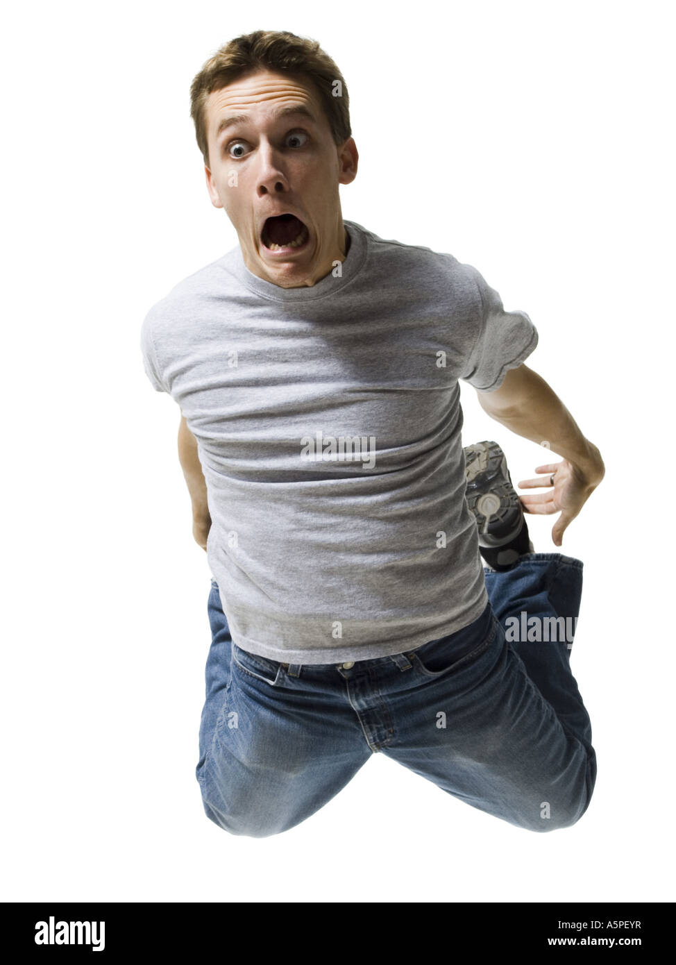 Man falling and screaming Stock Photo - Alamy