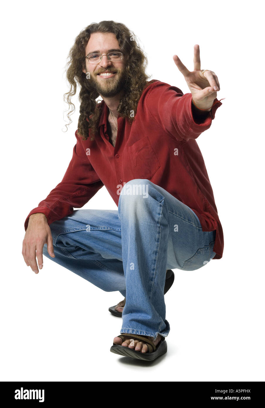 Man making peace signs hi-res stock photography and images - Alamy