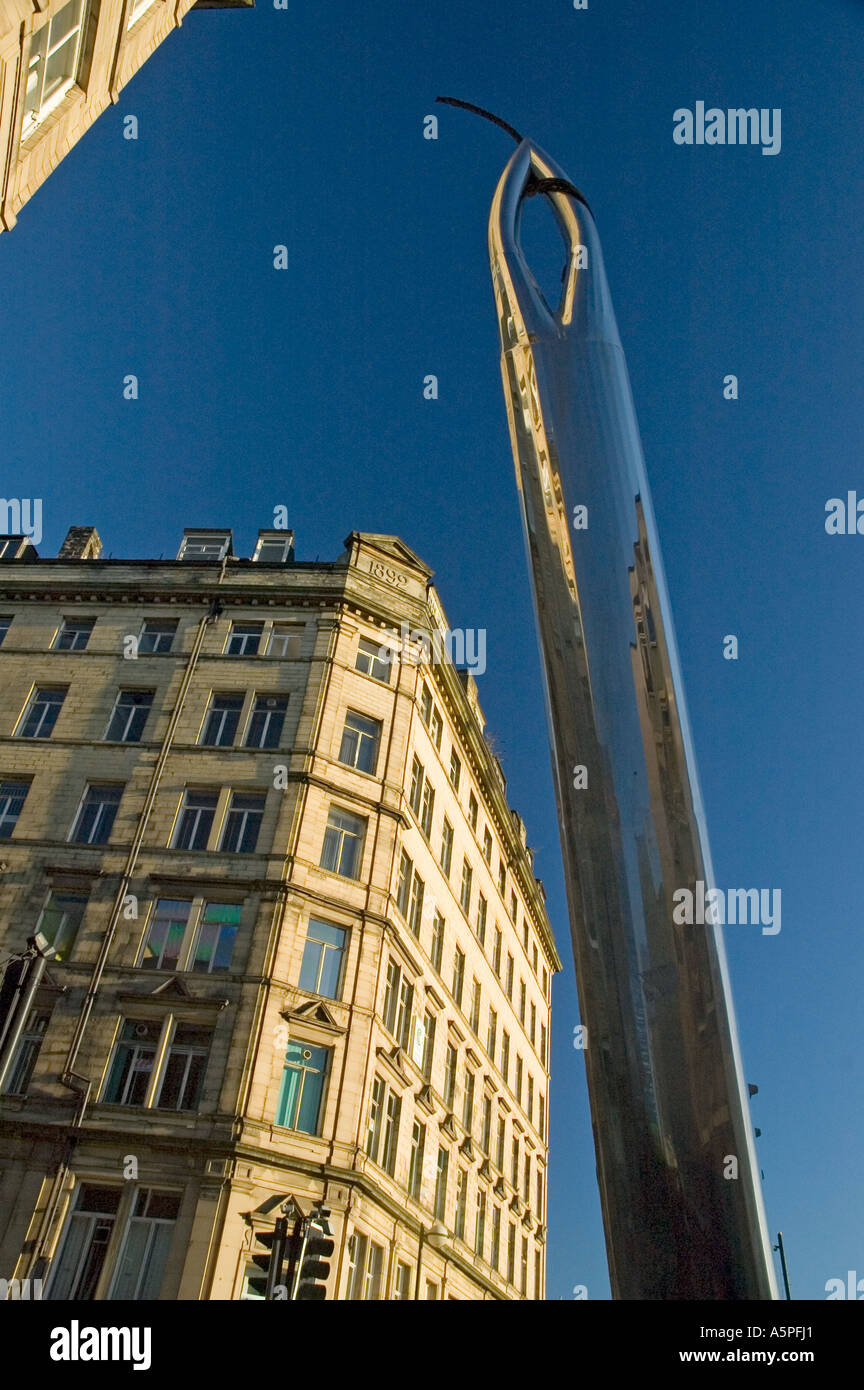 A giant needle and thread sculpture in Bradford to commorate the citys ...
