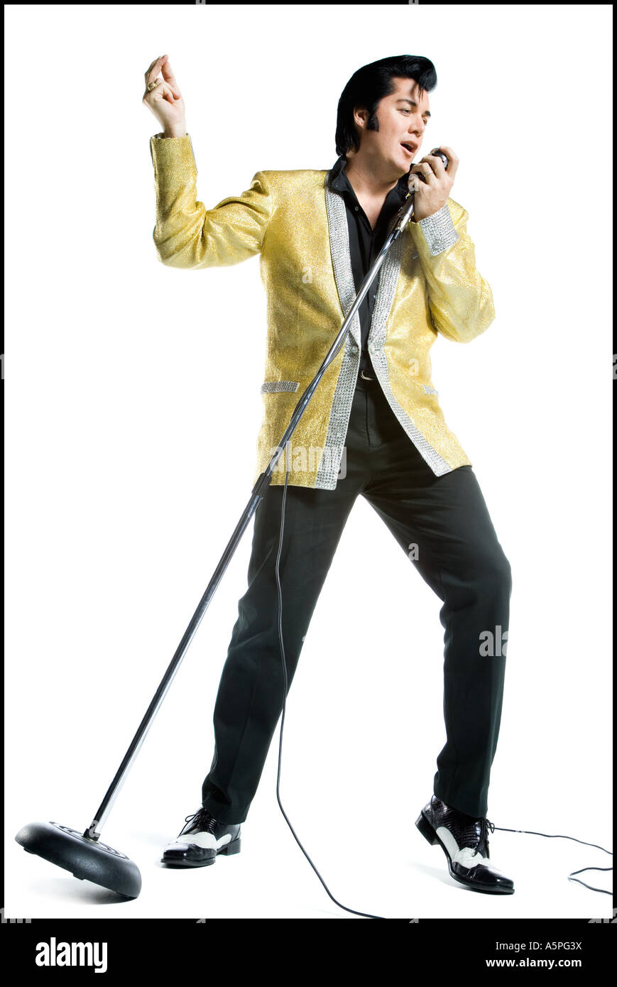 Elvis Impersonator Singing Microphone High Resolution Stock Photography ...