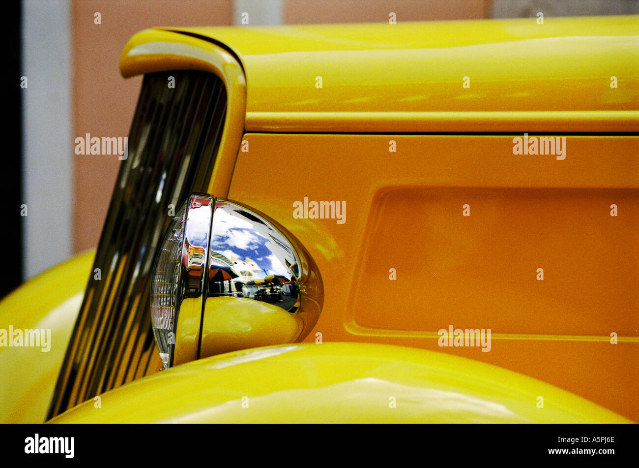 Hot Rod Car Yellow Stock Photo - Alamy