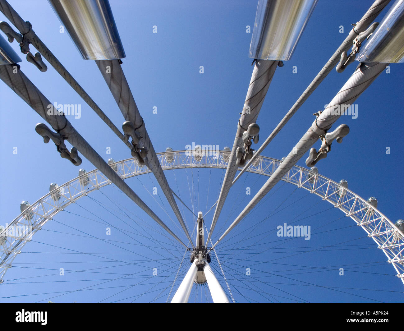 London Eye England UK from an abstract viewpoint showing backstay ...