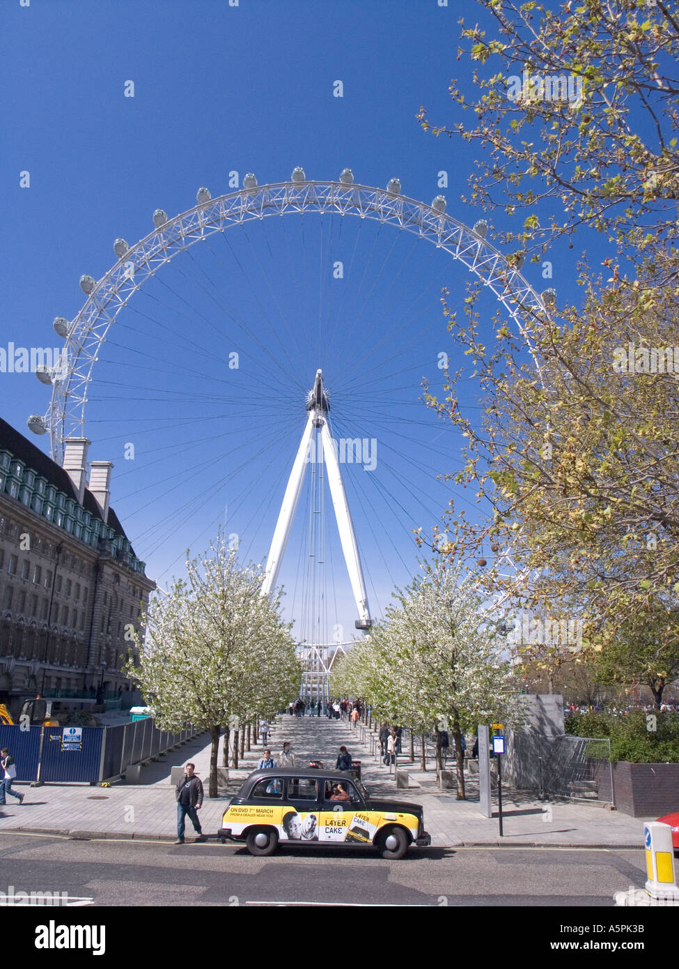 British Airways London Eye England UK approach lined with white cherry ...