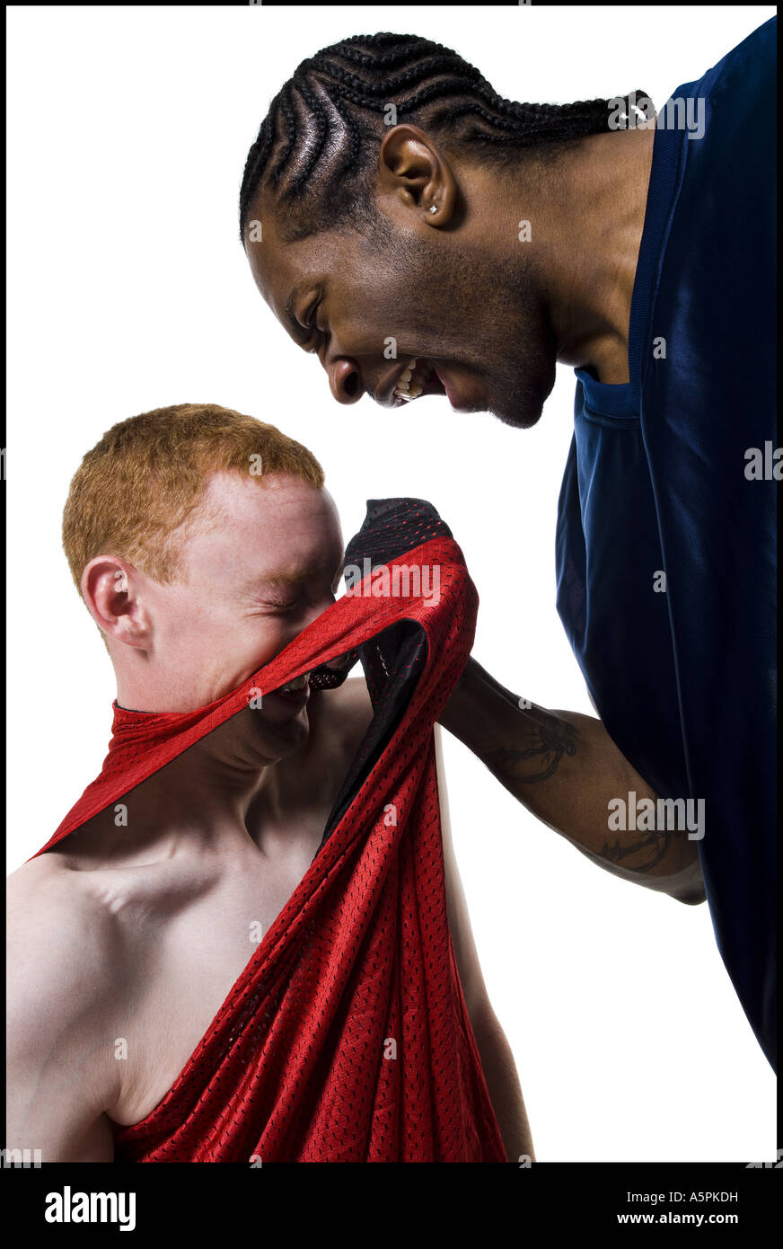 Confrontation between two basketball players Stock Photo - Alamy