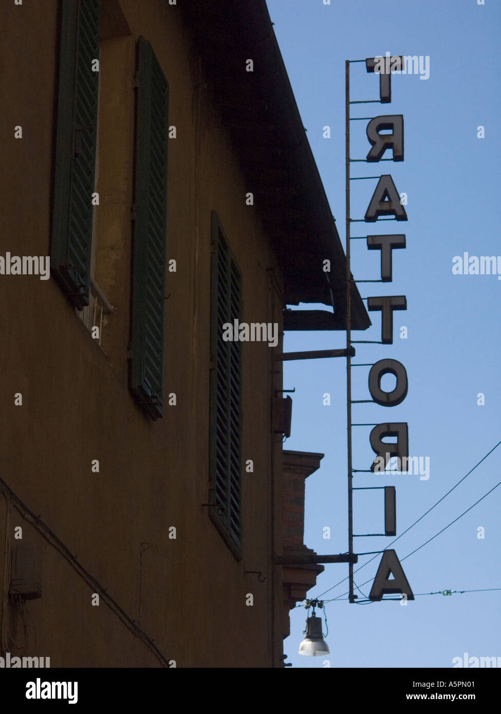 Sign for a Trattoria a family restaurant Stock Photo - Alamy