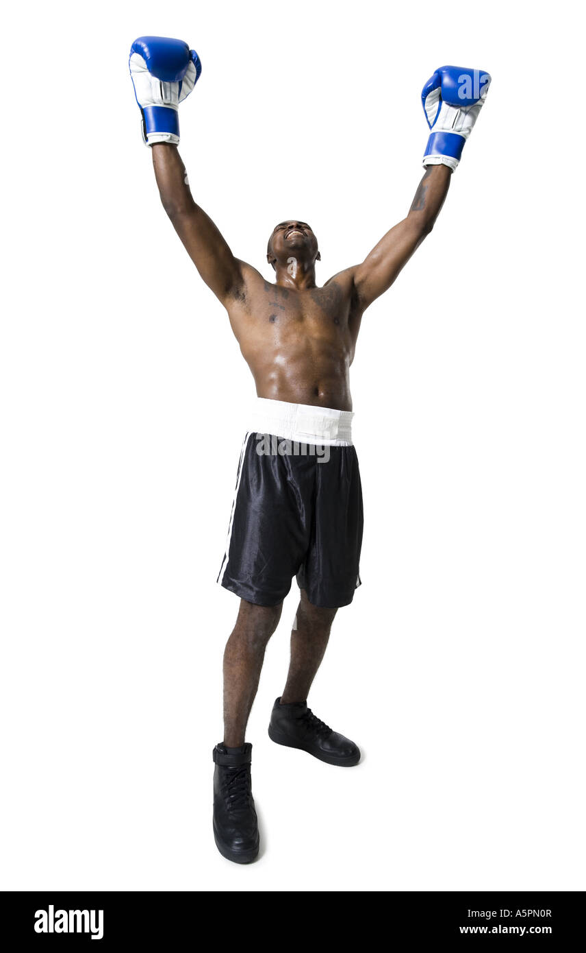 Boxer celebrating victory Stock Photo - Alamy