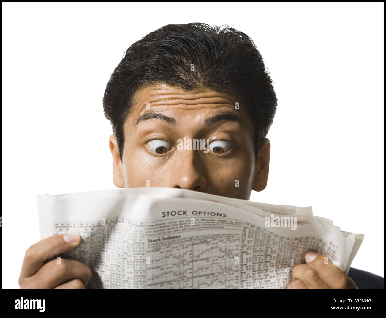 Close up of man reading newspaper Stock Photo - Alamy