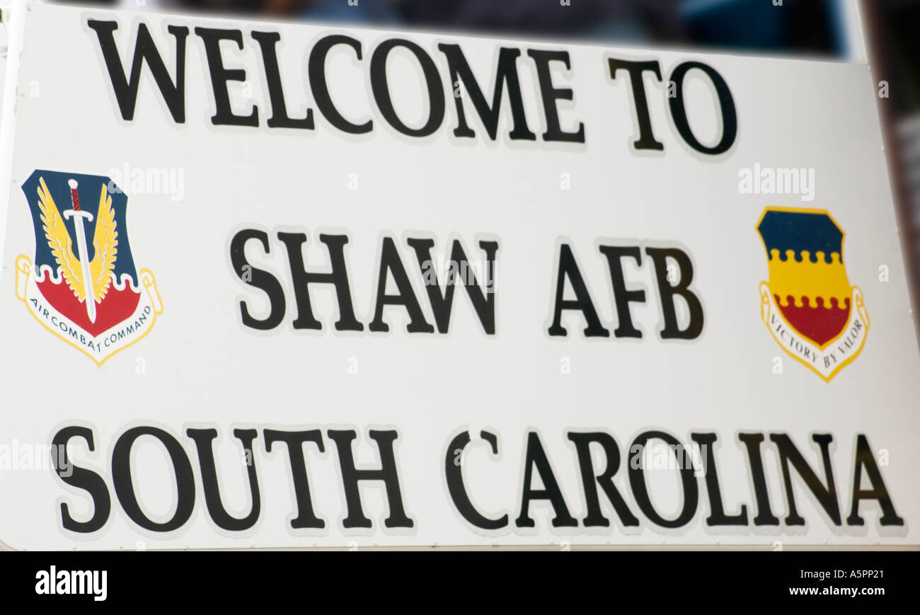 Welcome to shaw afb south carolina sign hi-res stock photography and ...
