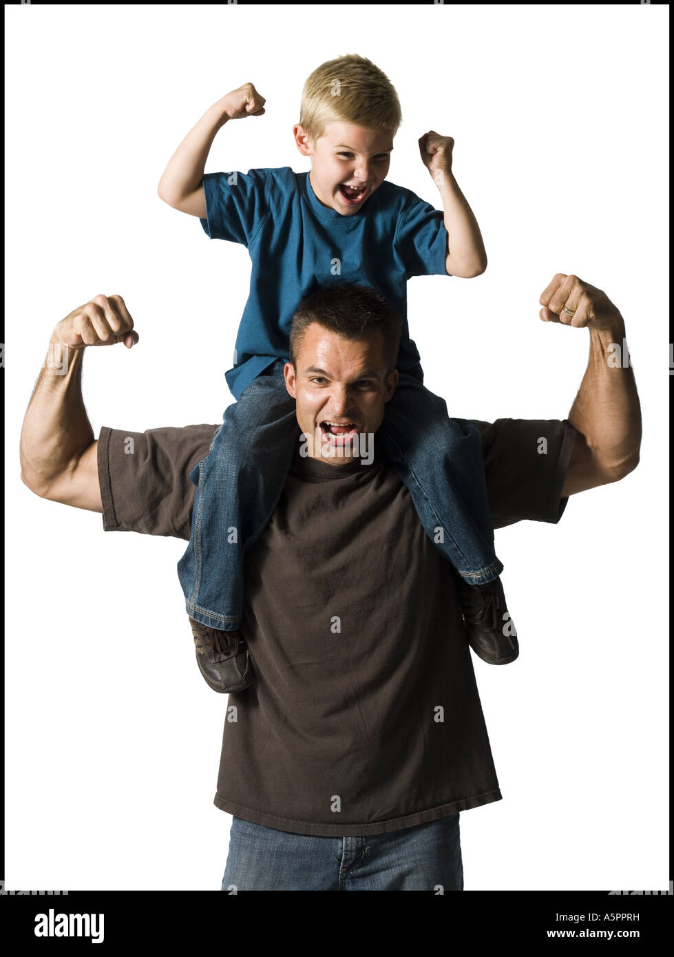 Father son flexing muscles hi-res stock photography and images - Alamy