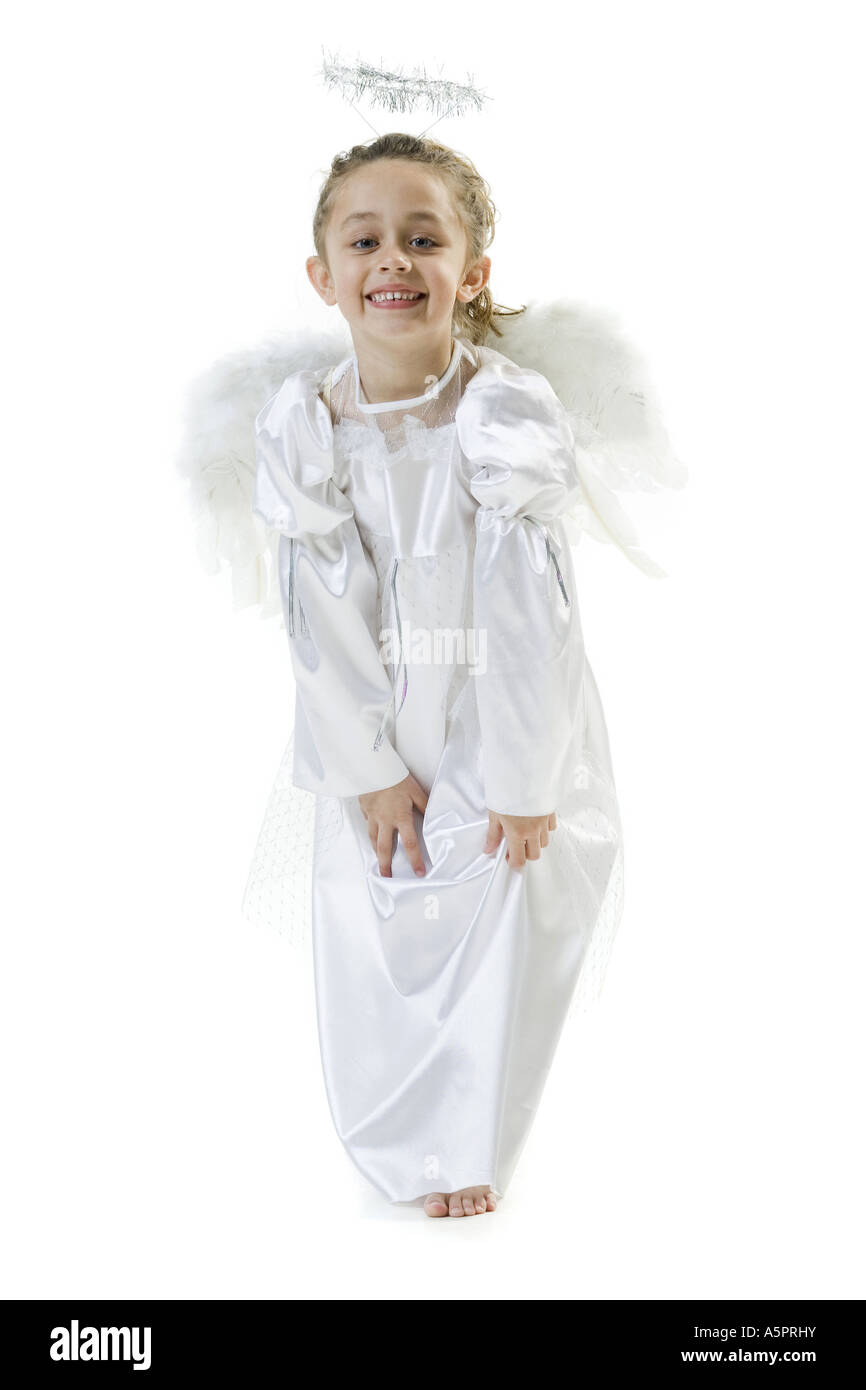 Close-up of a girl in an angel costume Stock Photo - Alamy