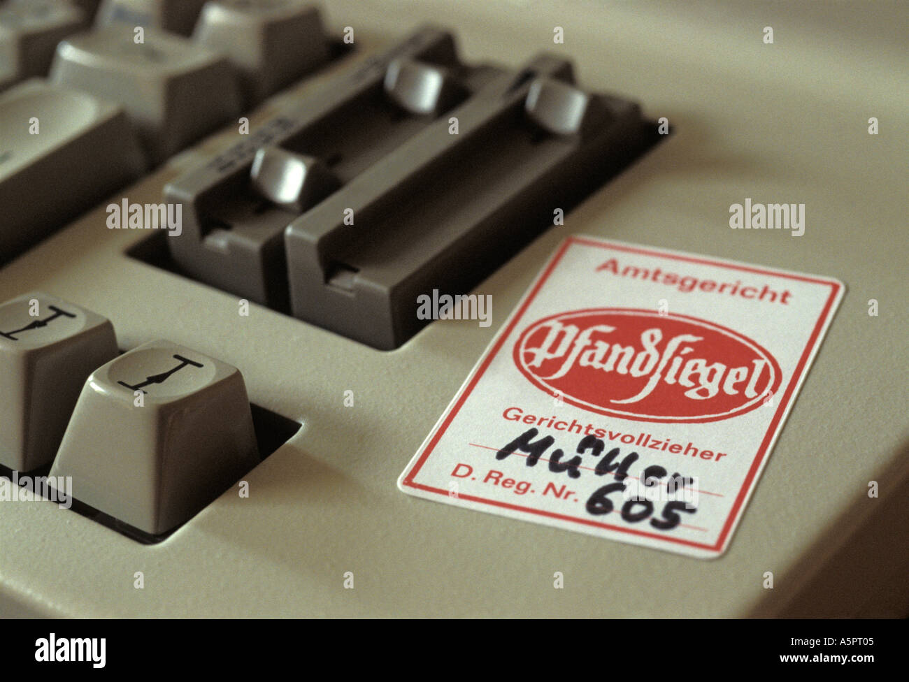 computer keyboard with seizure stamp Stock Photo - Alamy