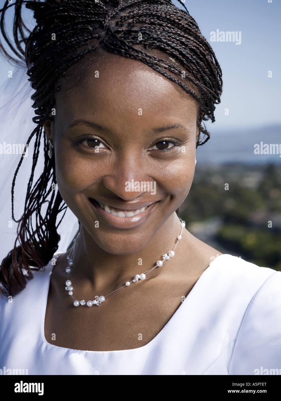 Portrait of a bride smiling Stock Photo - Alamy