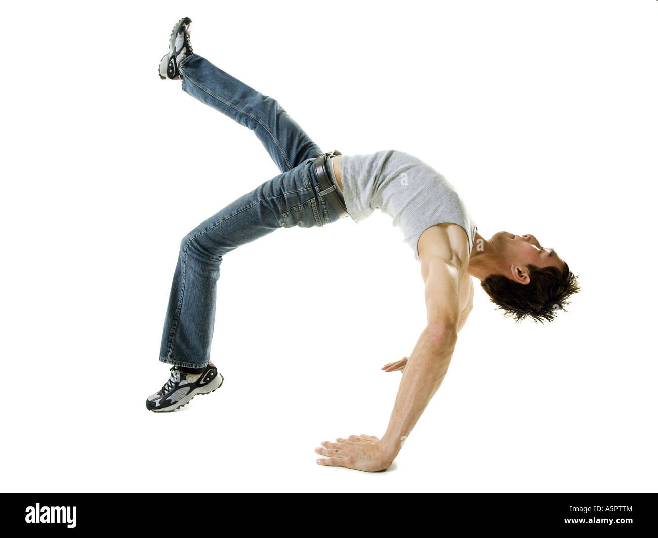 Profile of a young man break dancing Stock Photo - Alamy