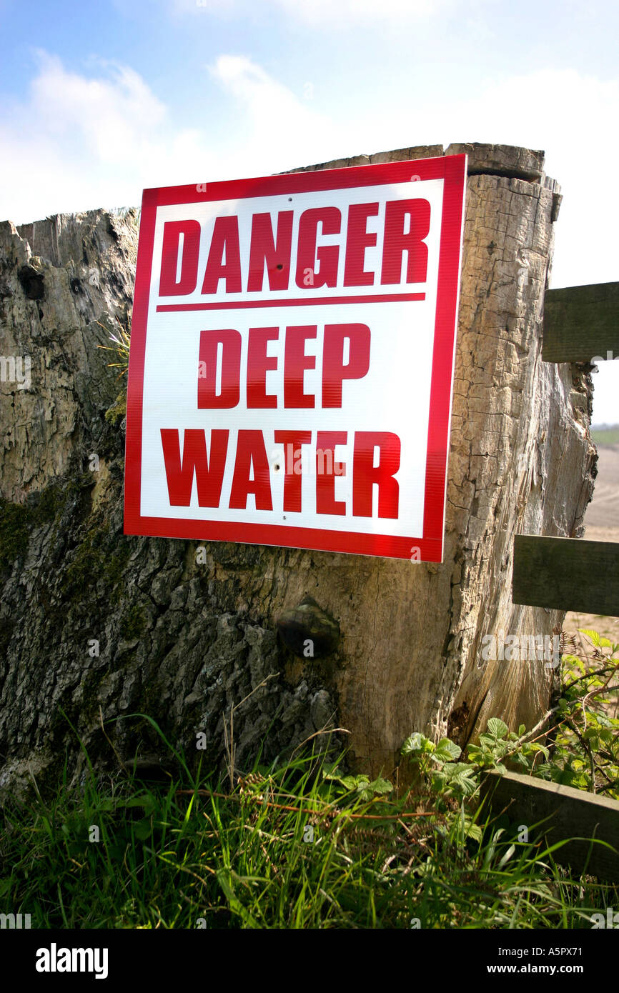 Danger Deep Water warning sign near Sheepwash Northumberland United ...