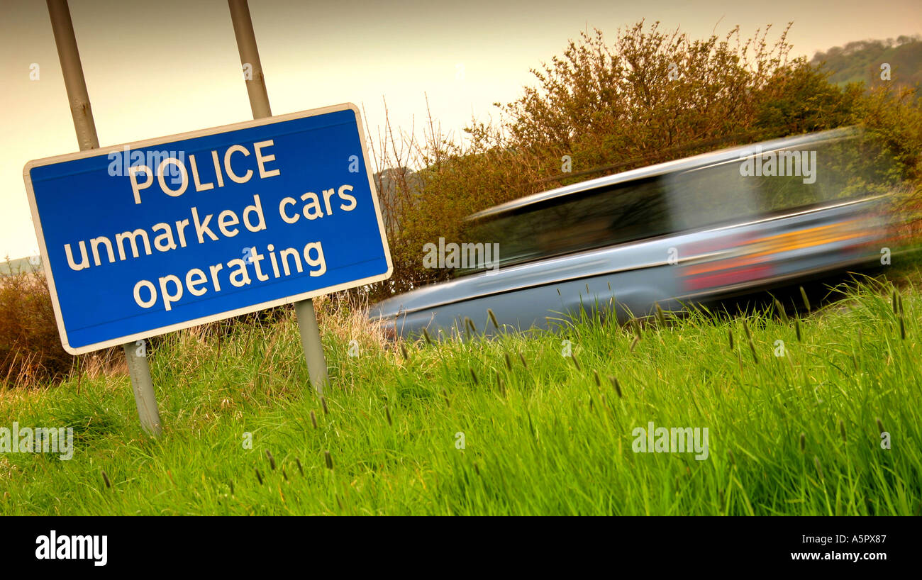 Police Unmarked Cars Operating warning sign at Alnmouth Northumberland ...