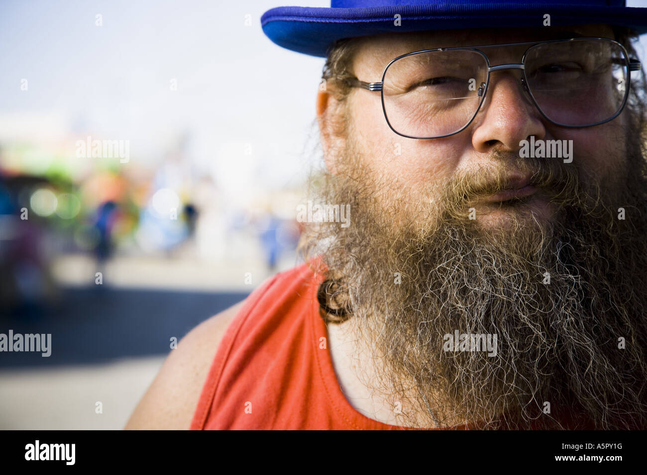Overweight man with a beard Stock Photo - Alamy
