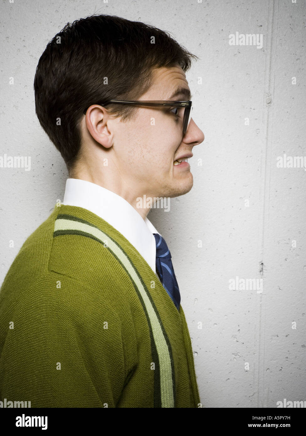 Side profile of nerd with glasses Stock Photo - Alamy