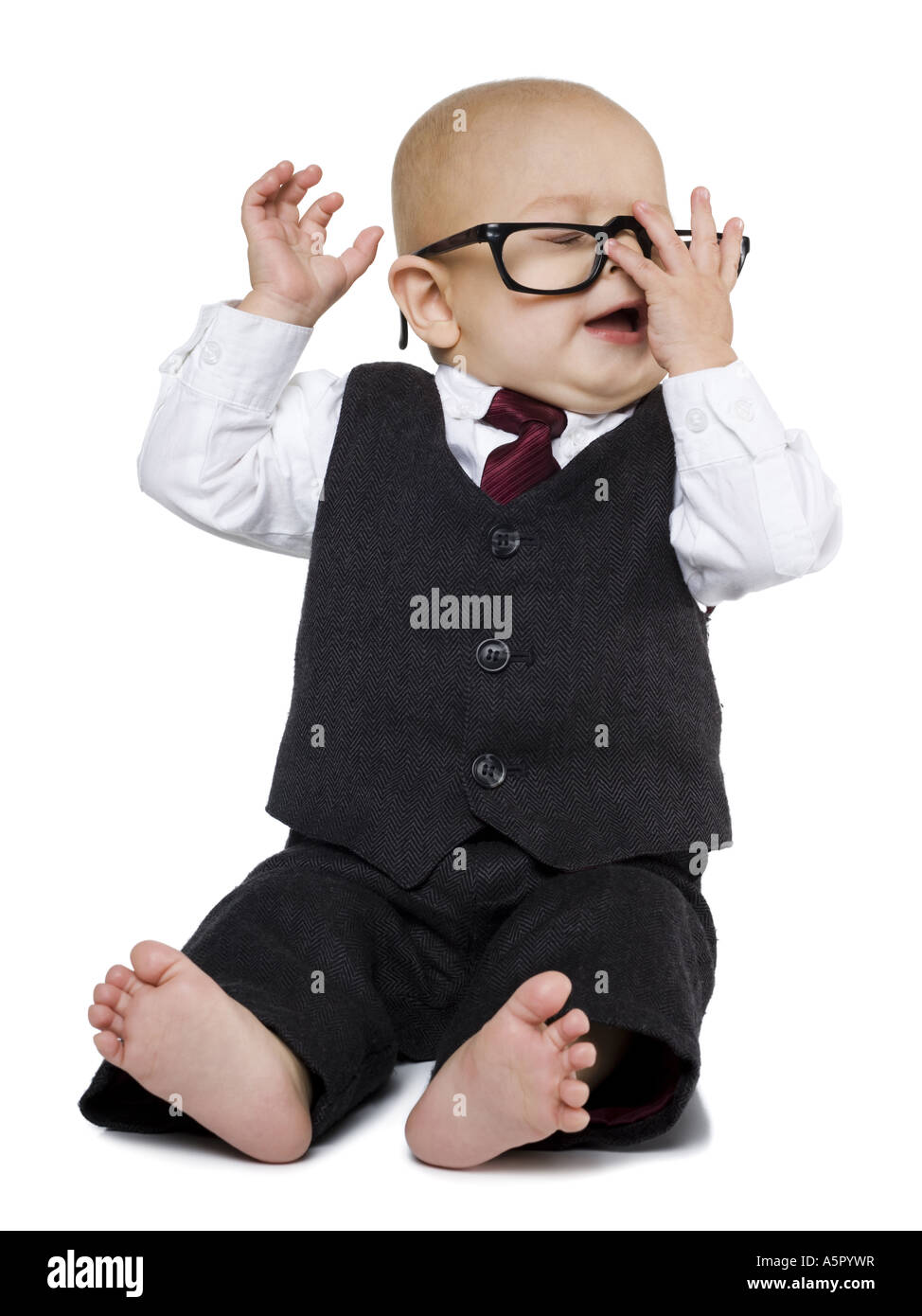 Baby boy in business suit sitting Stock Photo - Alamy