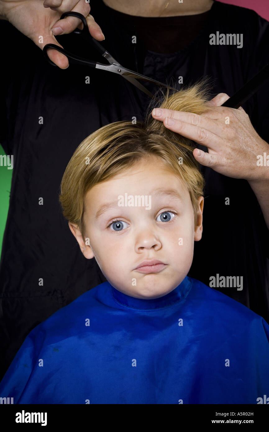 Boy having his hair cut Stock Photo - Alamy