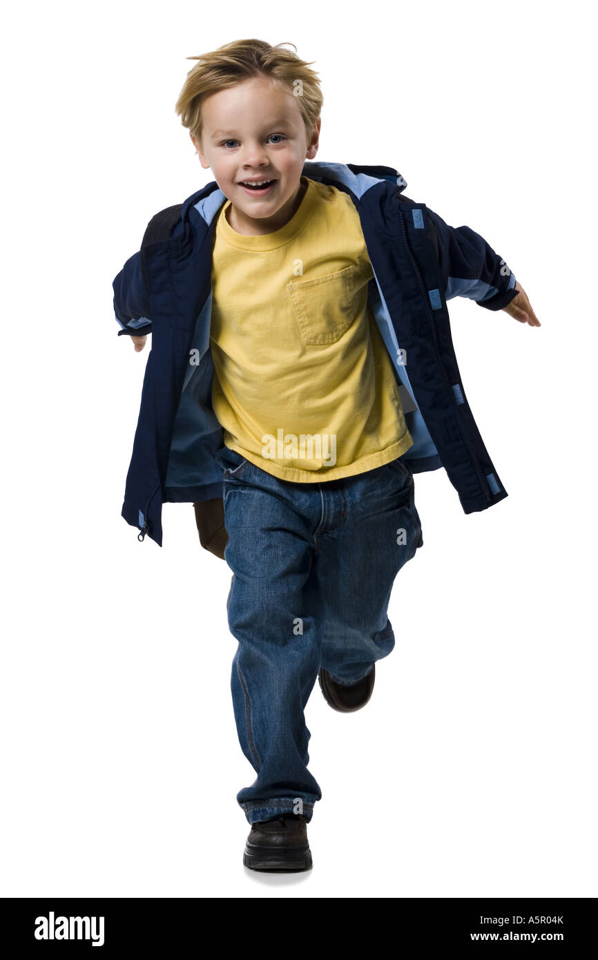 Excited boy running silhouette hi-res stock photography and images - Alamy