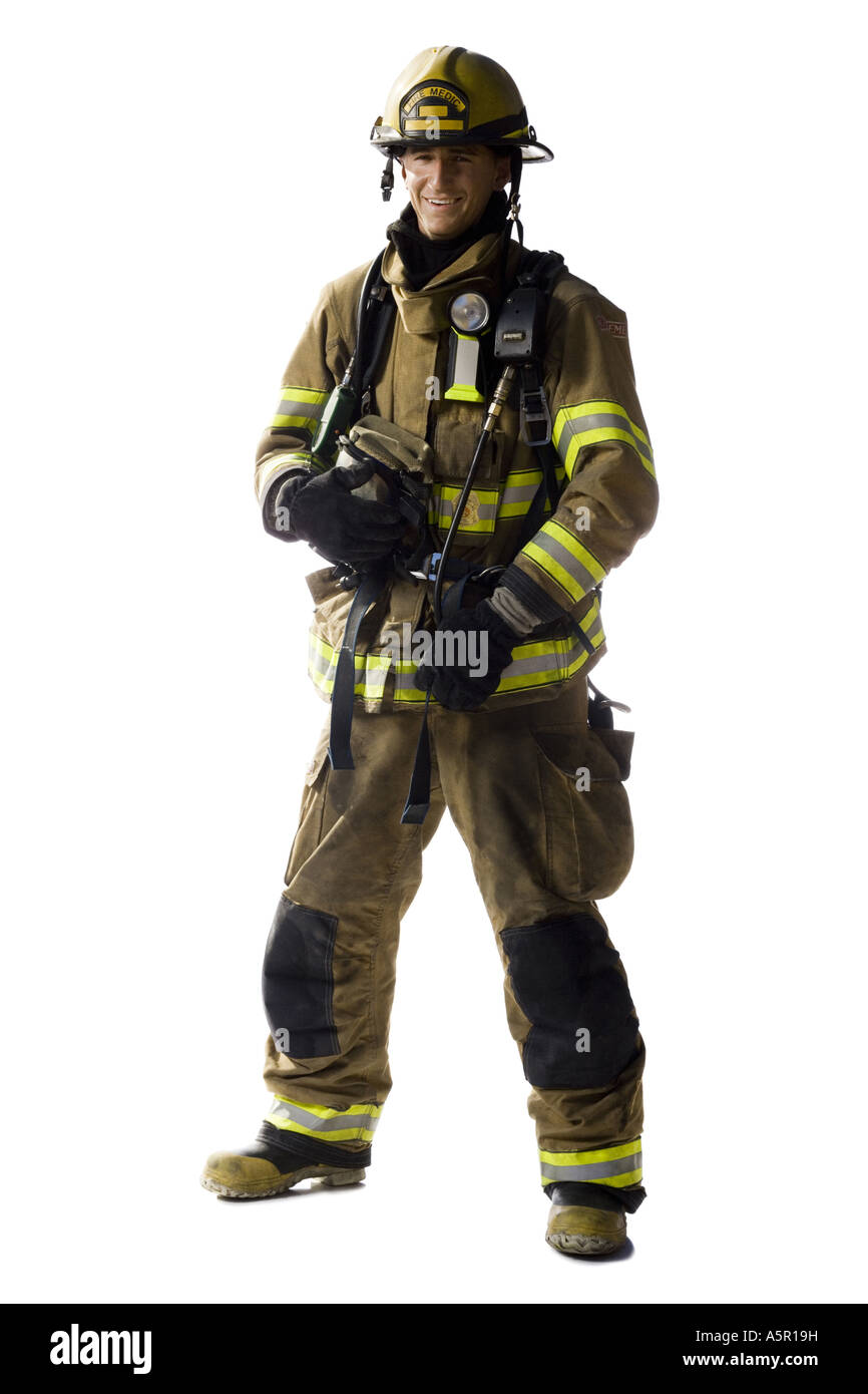 Portrait of a firefighter Stock Photo - Alamy