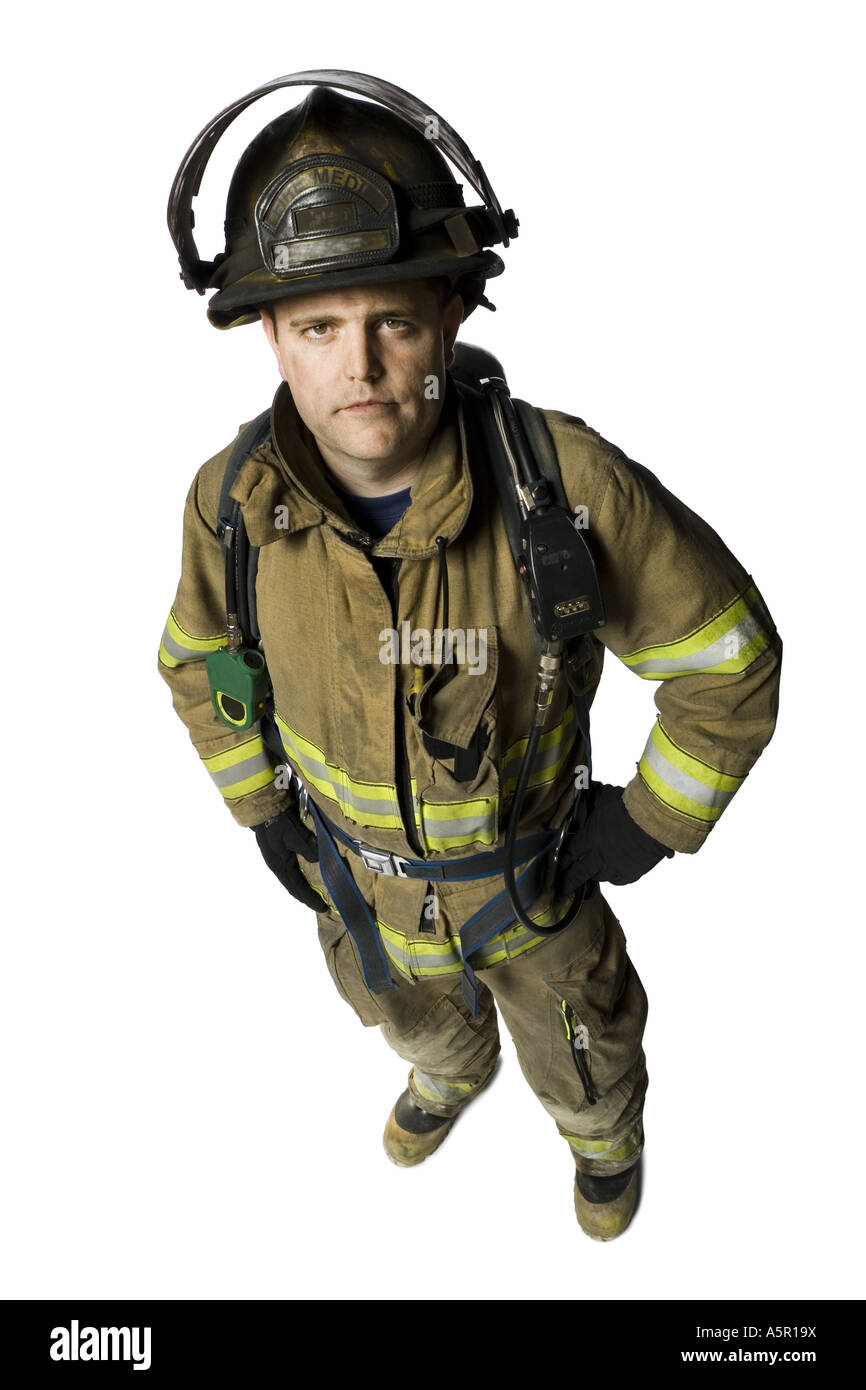 Portrait of a firefighter smiling Stock Photo - Alamy