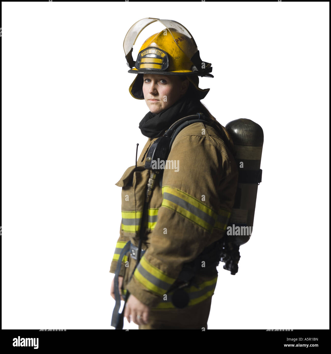 Portrait of a female firefighter Stock Photo - Alamy