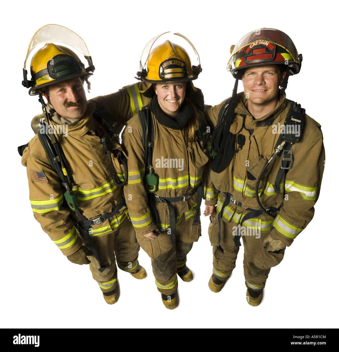 Portrait of three firefighters Stock Photo - Alamy