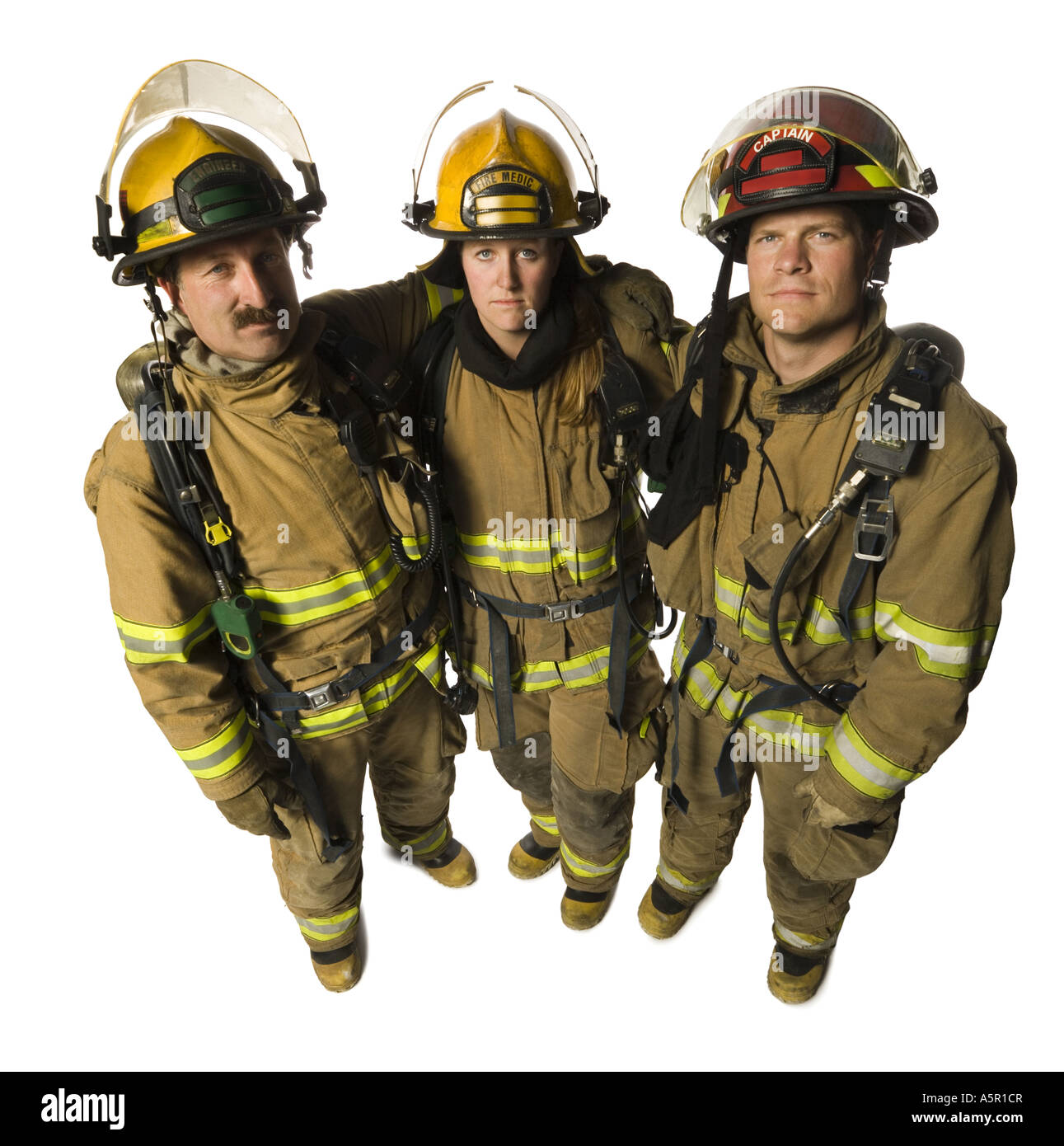 Portrait of three firefighters Stock Photo - Alamy