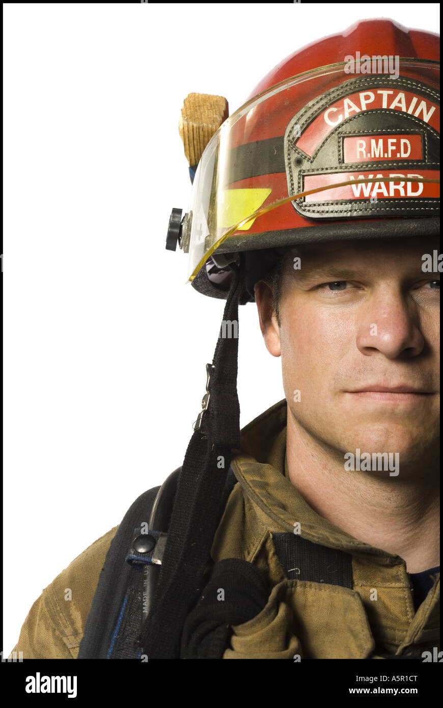 Portrait of a firefighter Stock Photo - Alamy