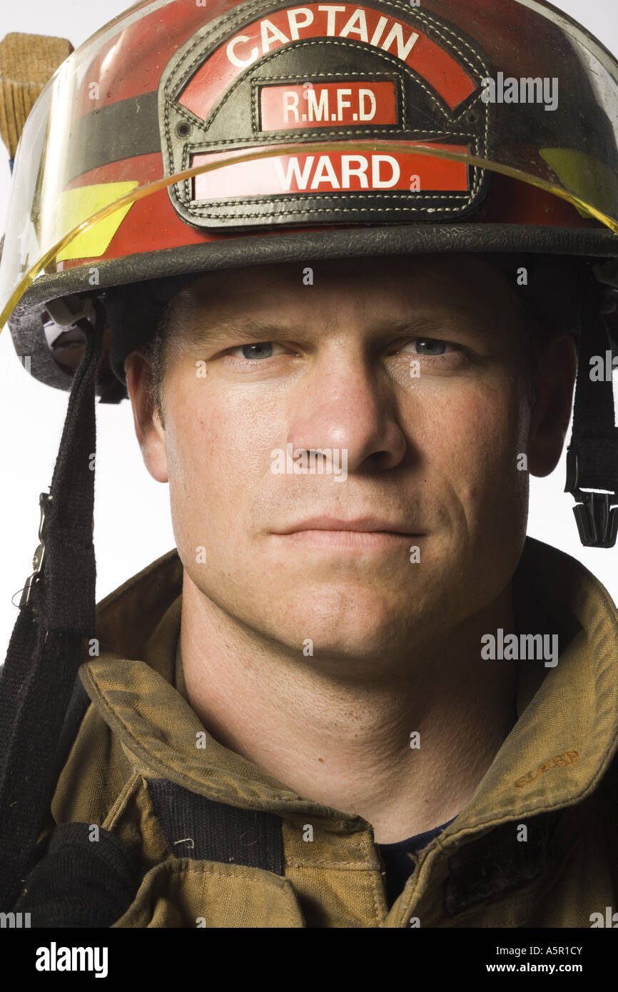 Portrait of a firefighter Stock Photo - Alamy