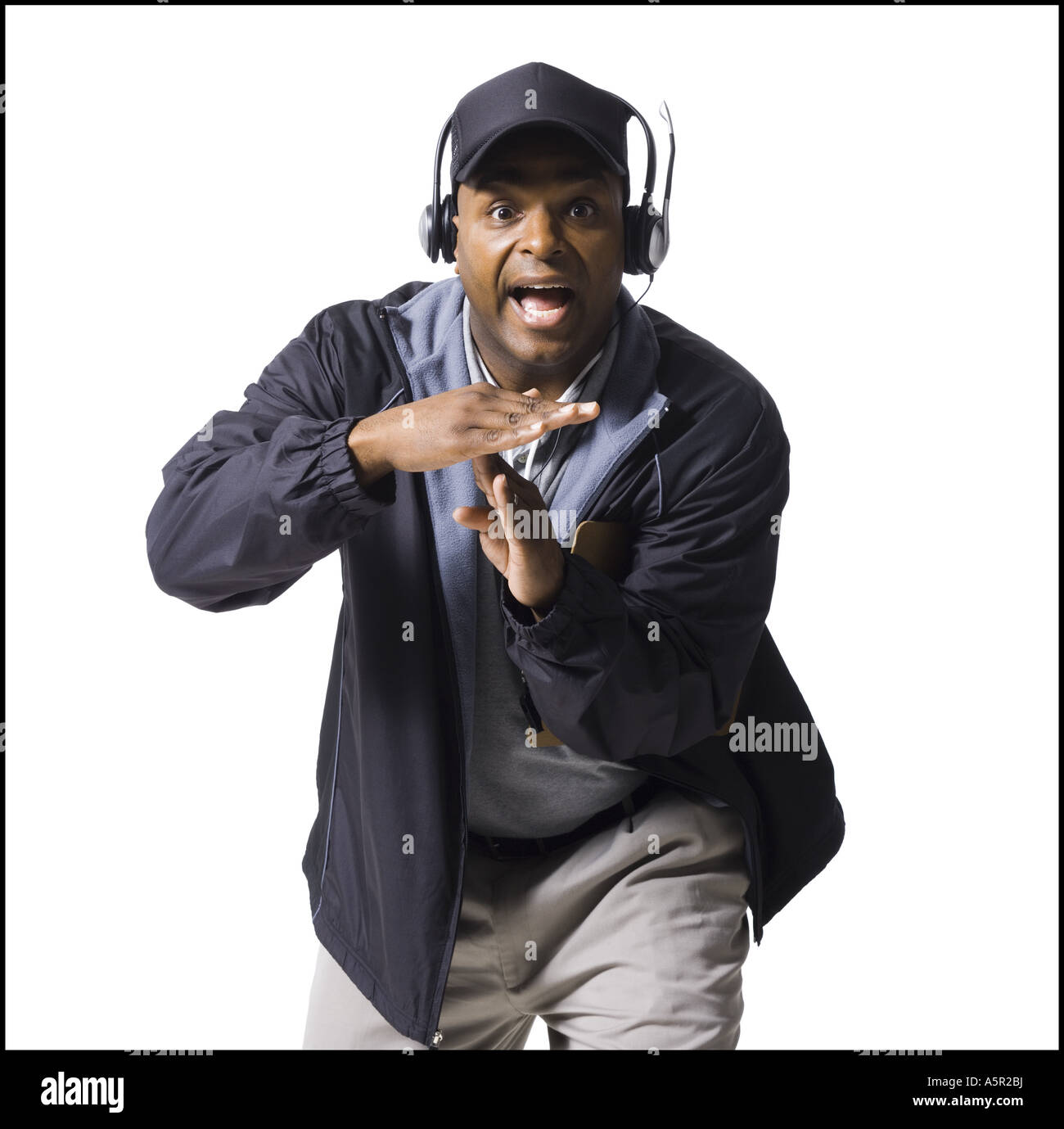 Coach calling time out Stock Photo - Alamy