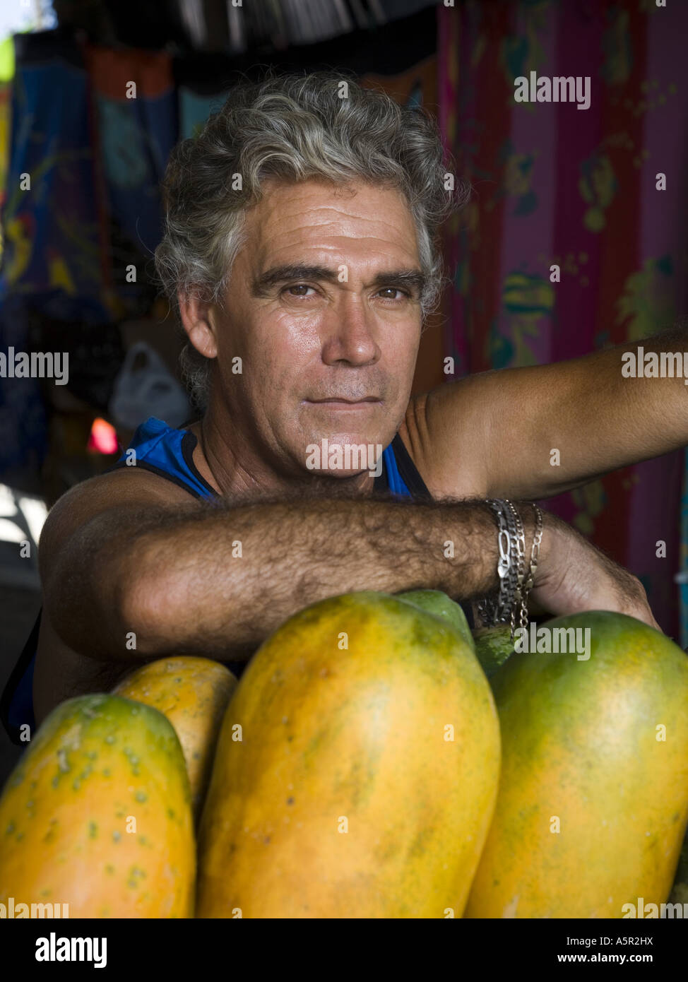 Portrait of a man with fruit Stock Photo - Alamy