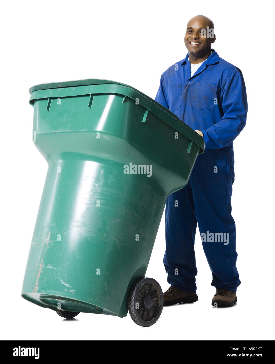 Garbage man with recycling bin Stock Photo - Alamy