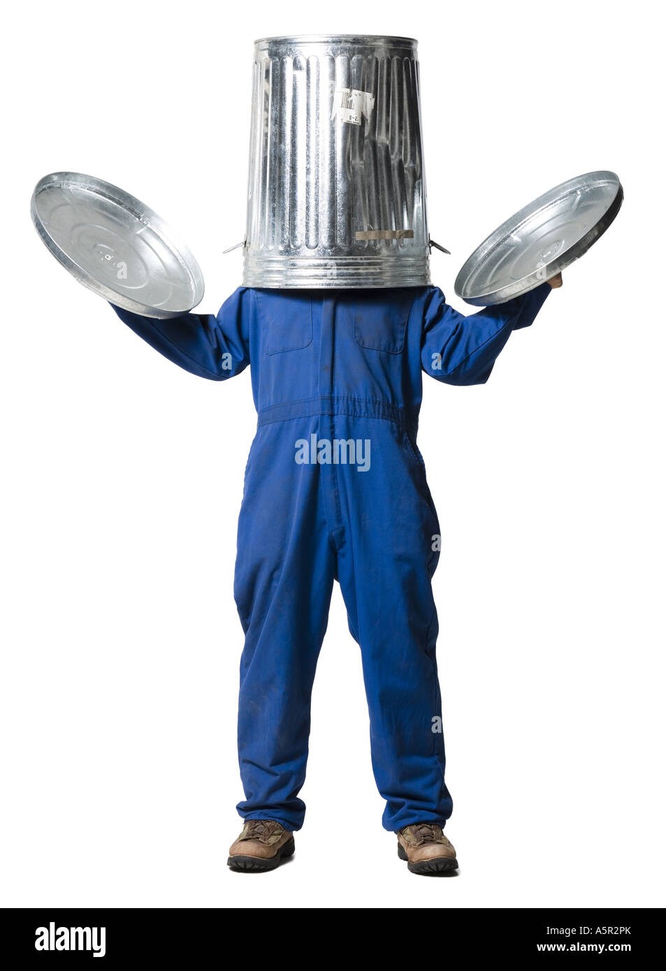Garbage man with trash can on head Stock Photo - Alamy Garbage man with trash can on head Stock Photo - Alamy