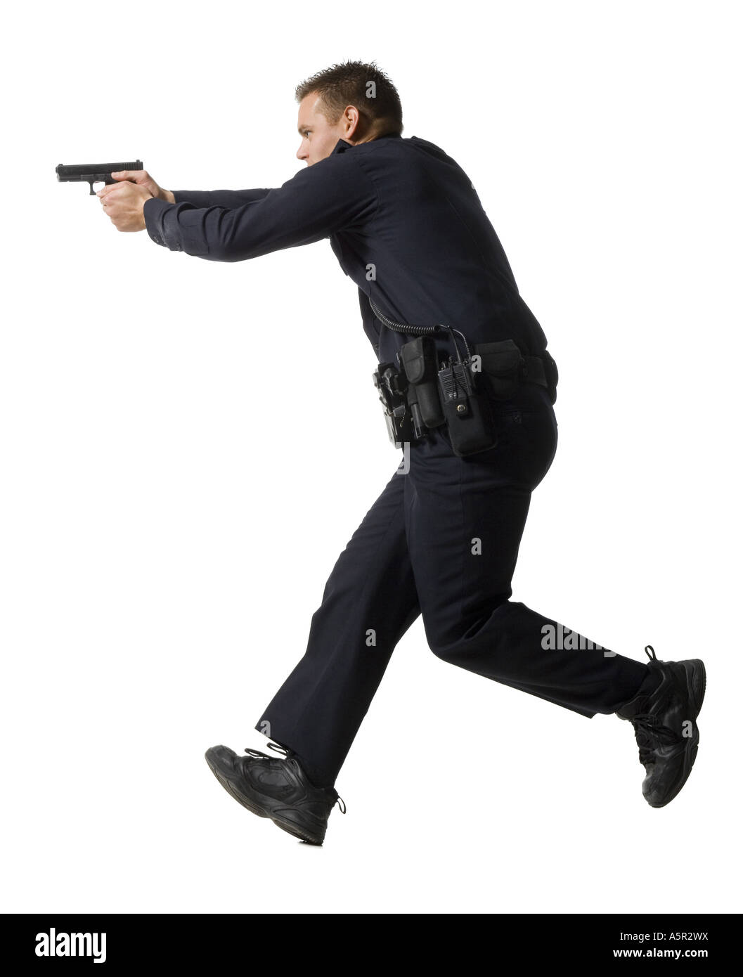 Cop pointing gun down stock photo - guglout Cop pointing gun down stock photo - guglout