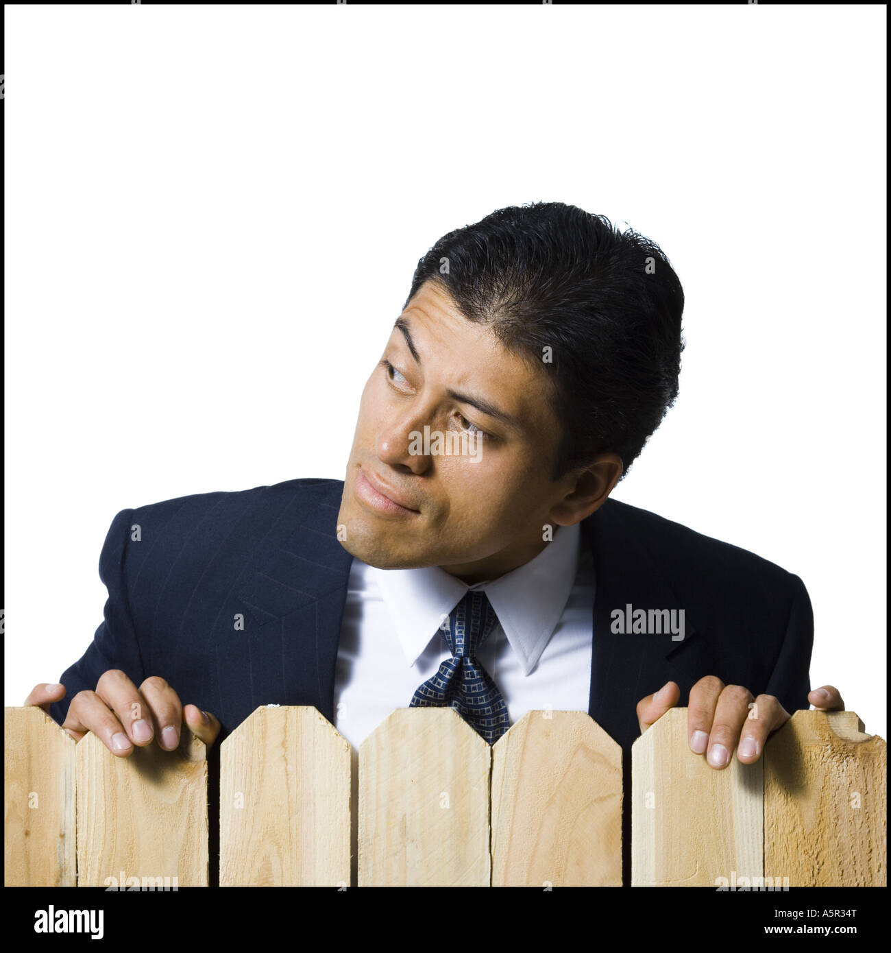 Looking over fence person hi-res stock photography and images - Alamy