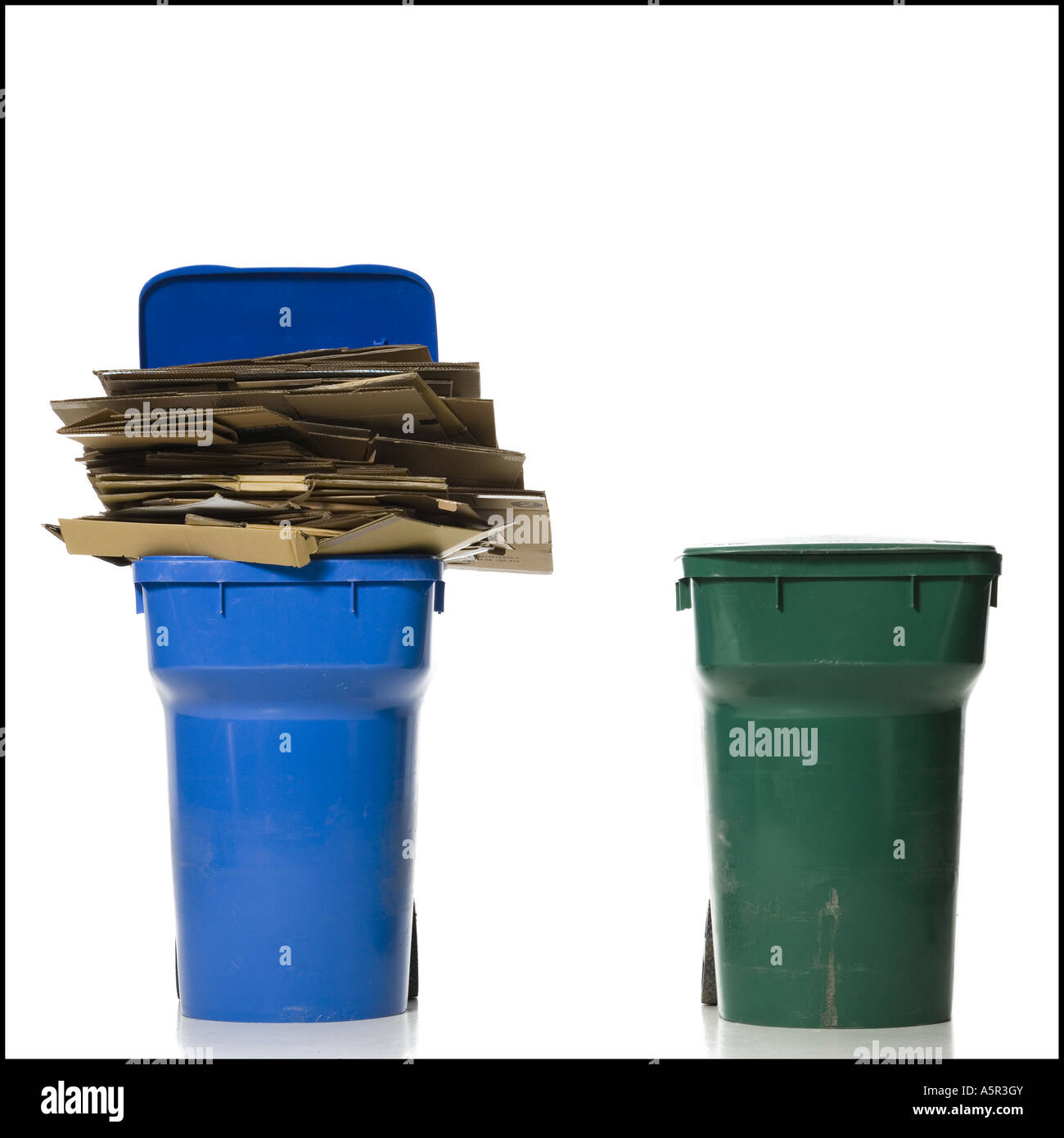 Recycling containers with cardboard boxes Stock Photo - Alamy