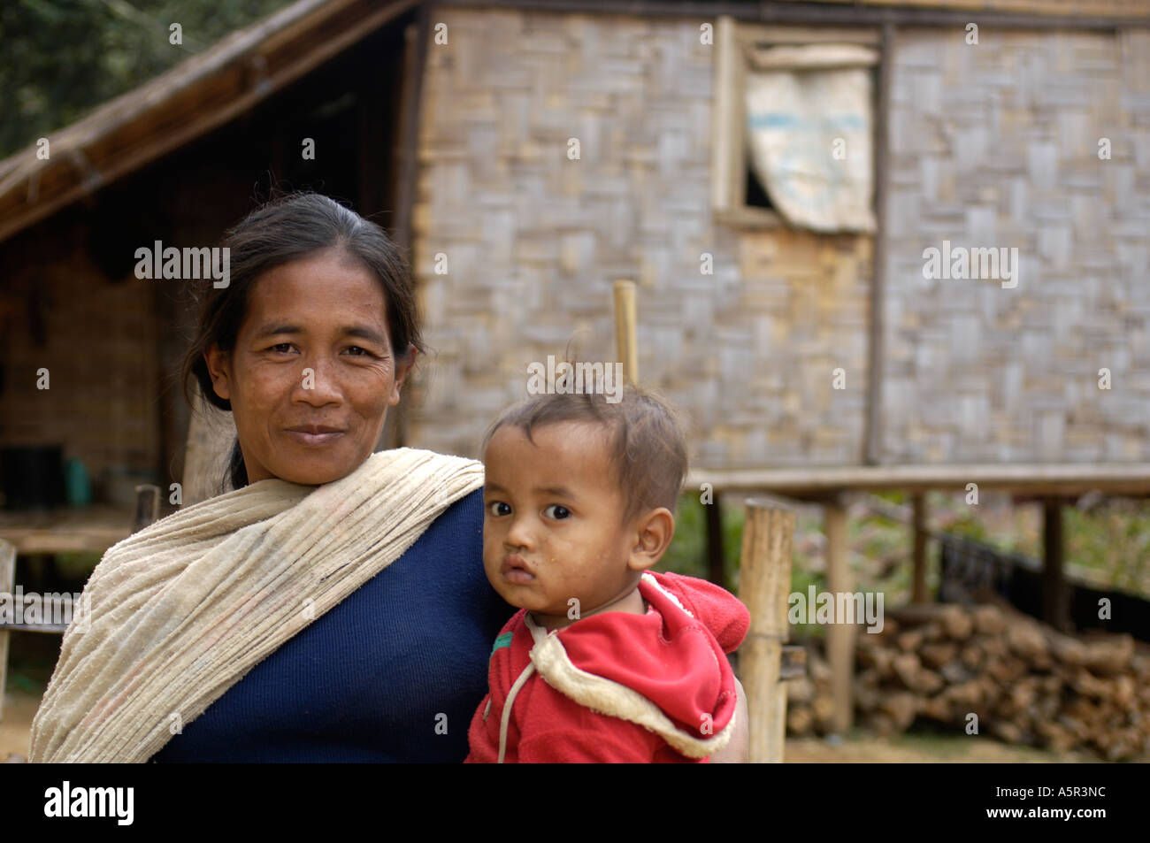 Khamu ethnic minority woman and child Luang Prabang Province Laos Stock ...