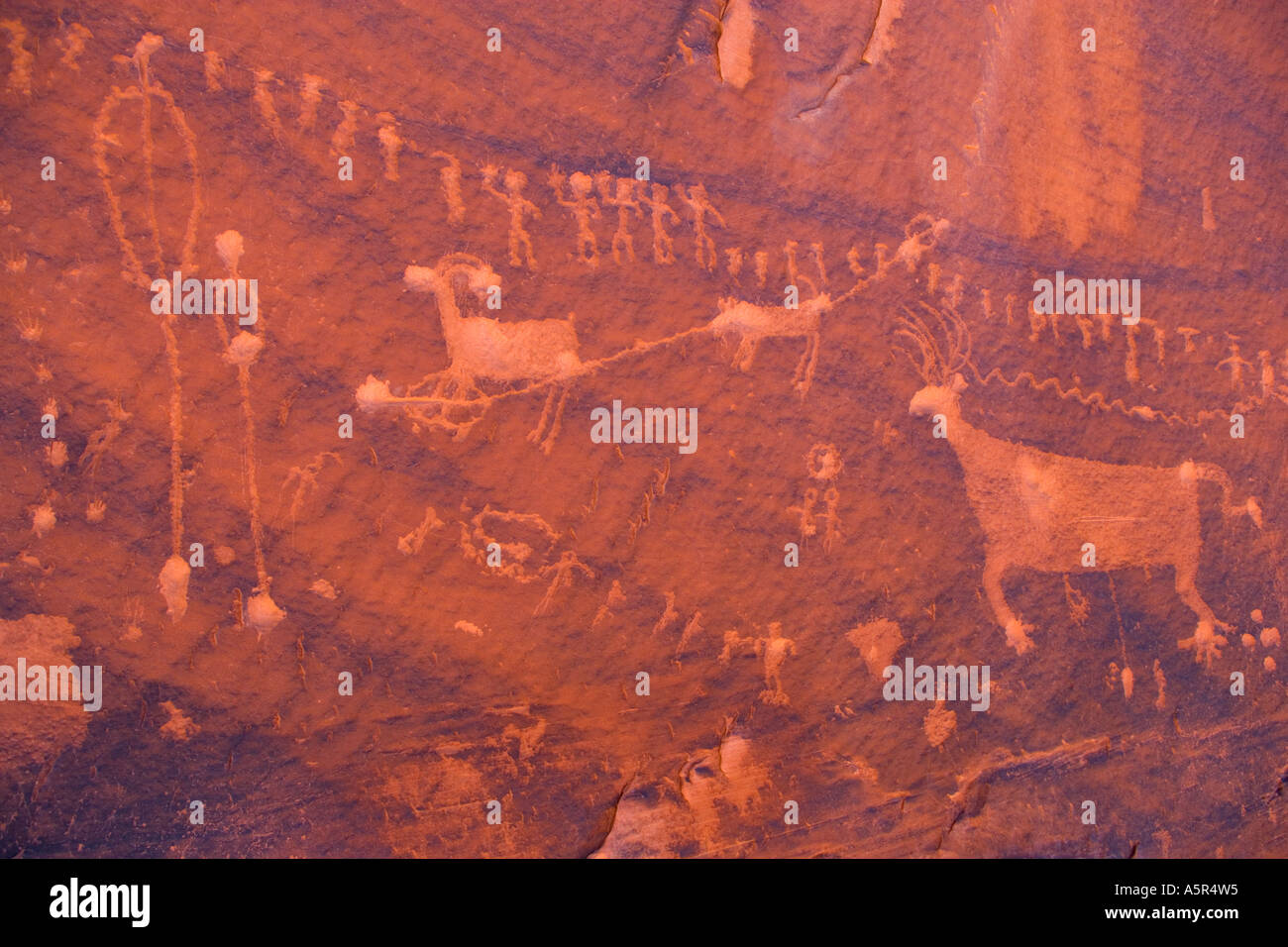 native american pictographs carved into red rock,Bluff,Utah Stock Photo ...
