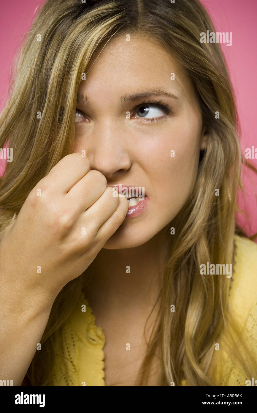 Young woman worrying nervous anxious portrait hi-res stock photography ...