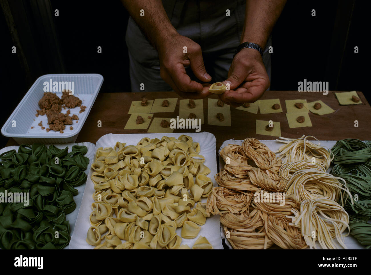 ITALIAN FOOD MAKING TORTELLONI PASTA CHIOGGI NORTH EAST ITALY Stock ...
