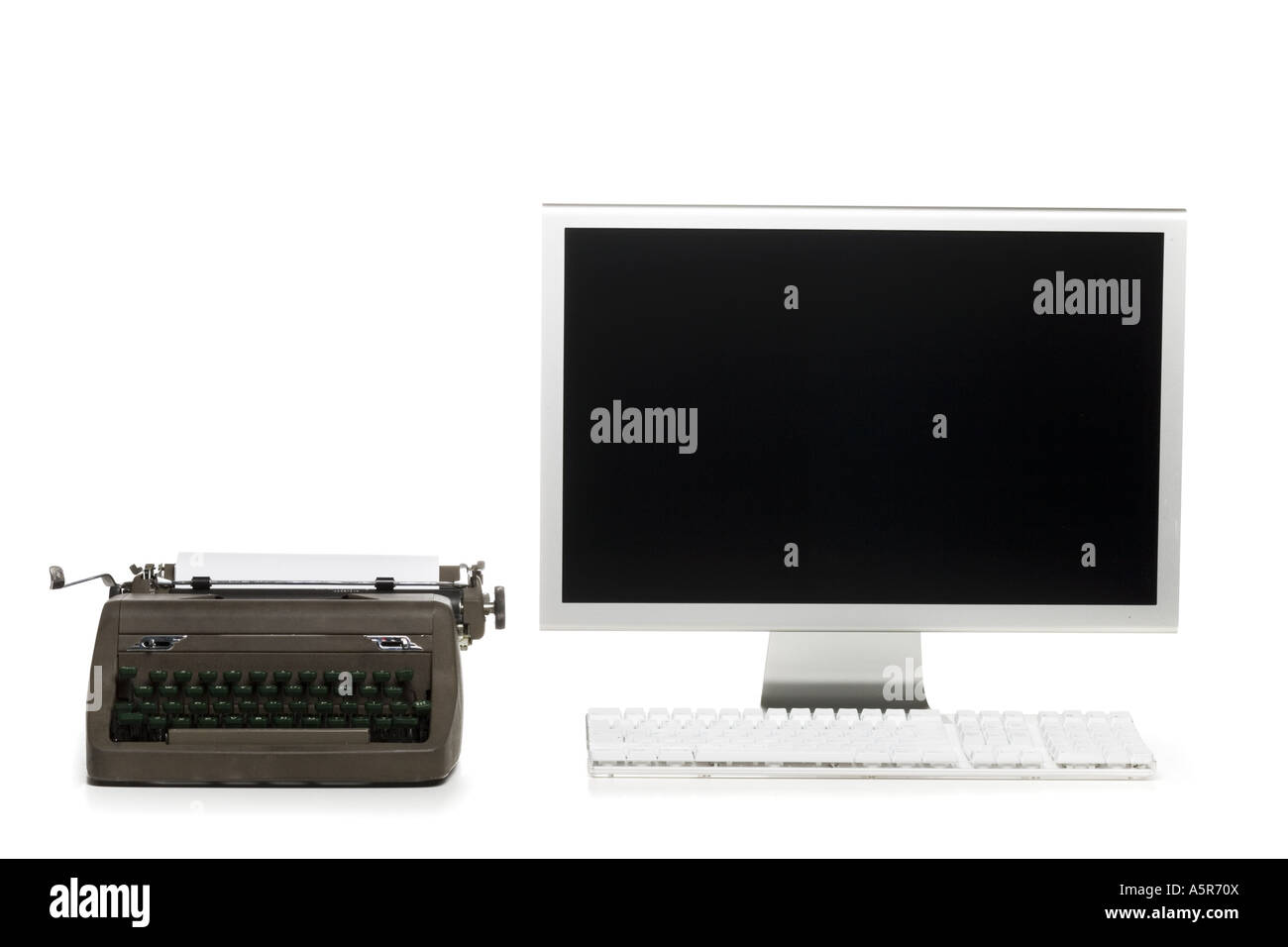 Old typewriter and modern computer Stock Photo - Alamy