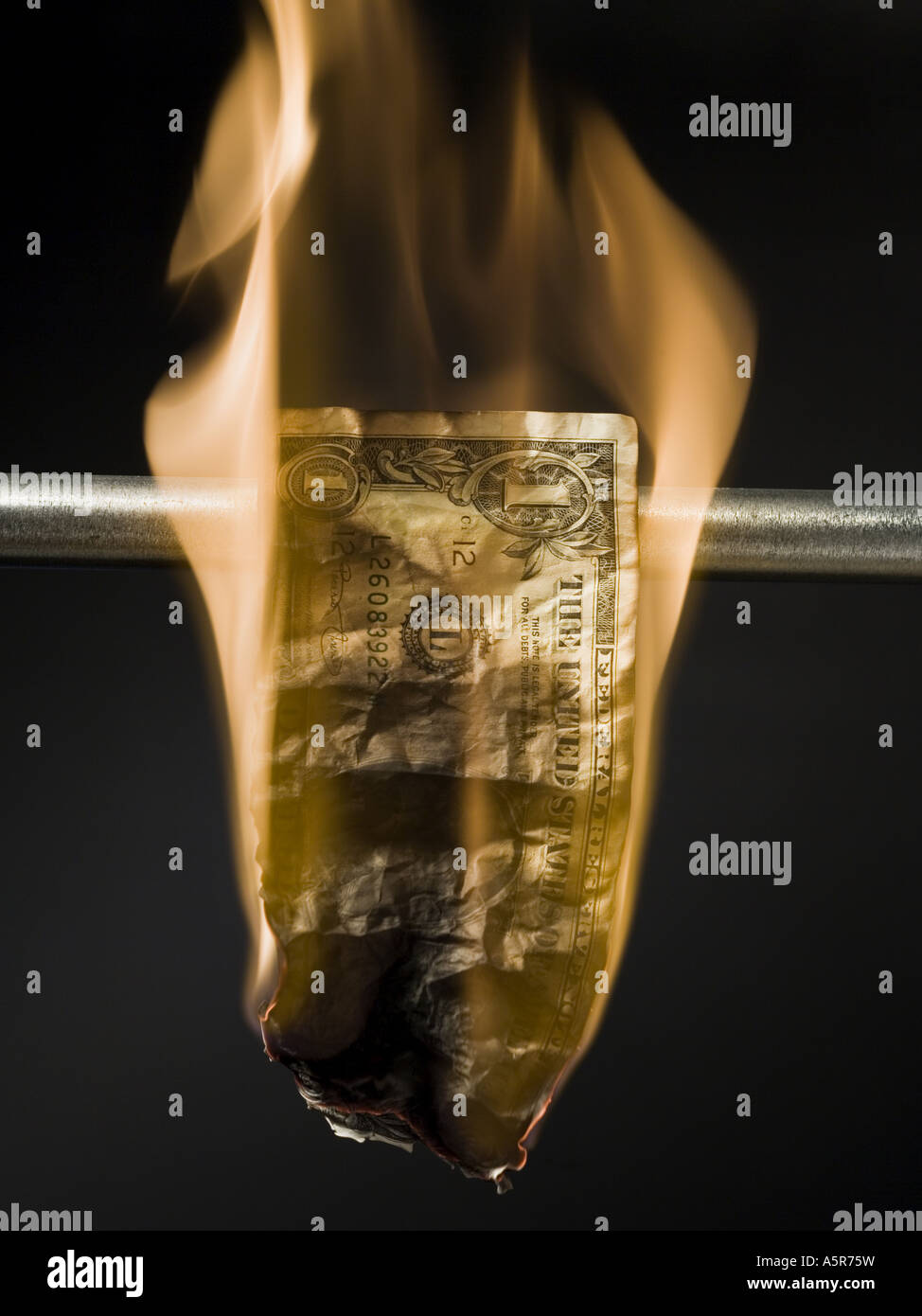 United States one dollar bill on fire Stock Photo - Alamy