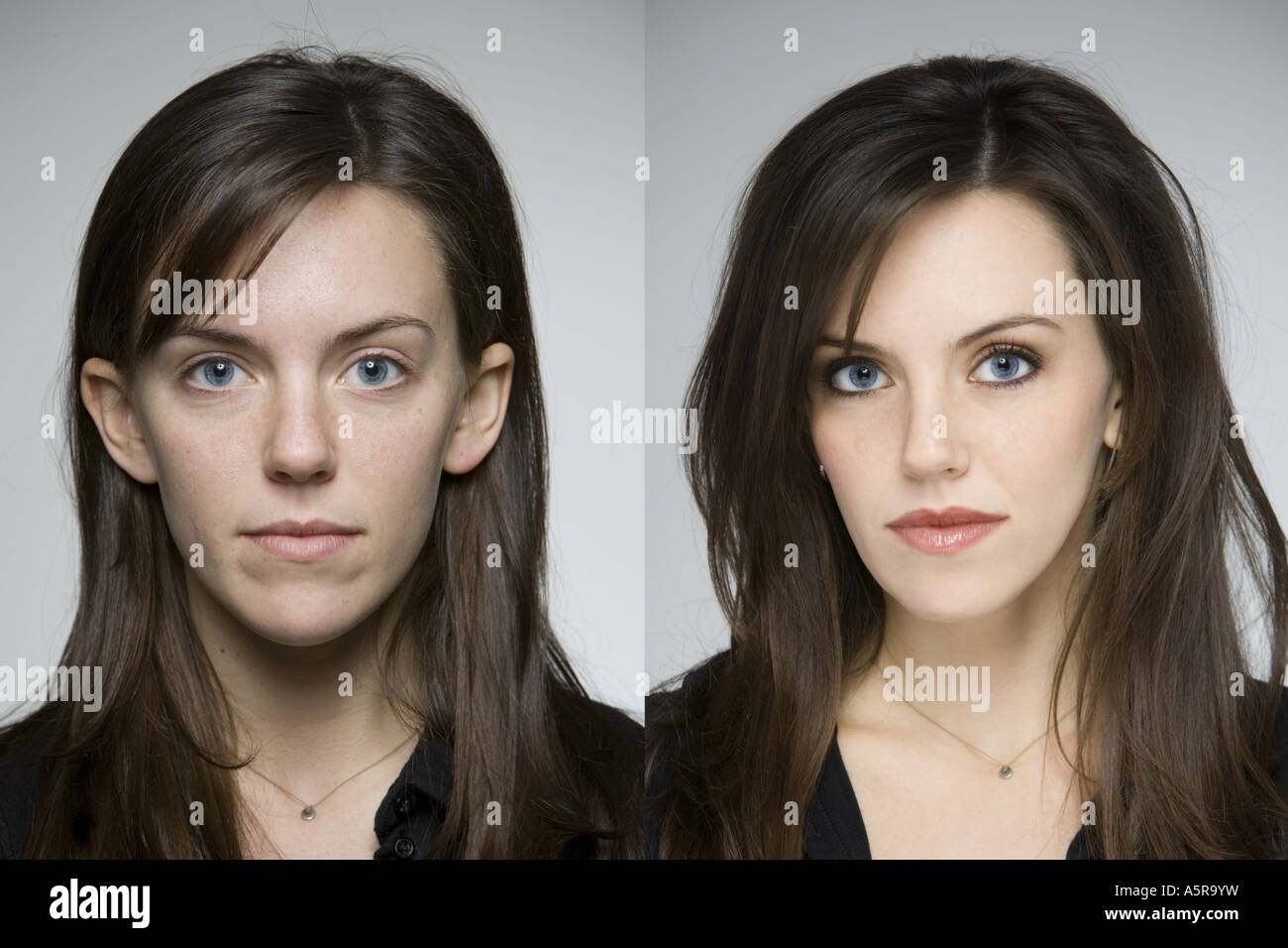 Before and after makeover photos Stock Photo - Alamy