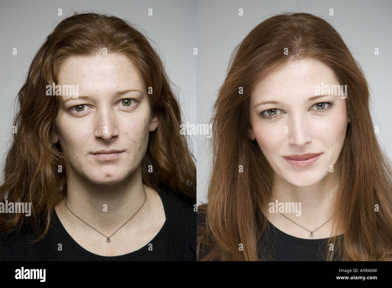 Before and after makeover photos Stock Photo - Alamy