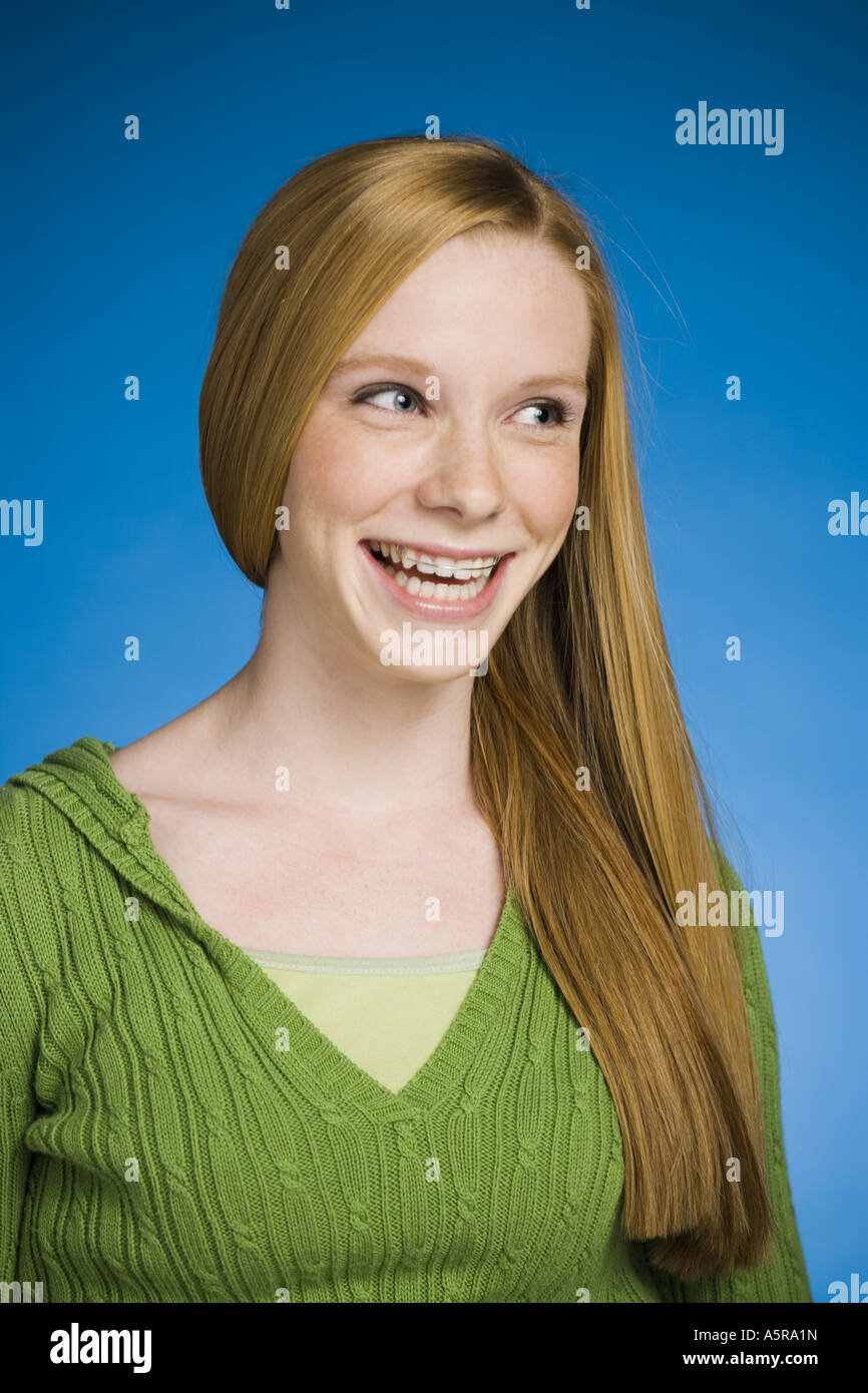 Girl with retainer smiling Stock Photo - Alamy