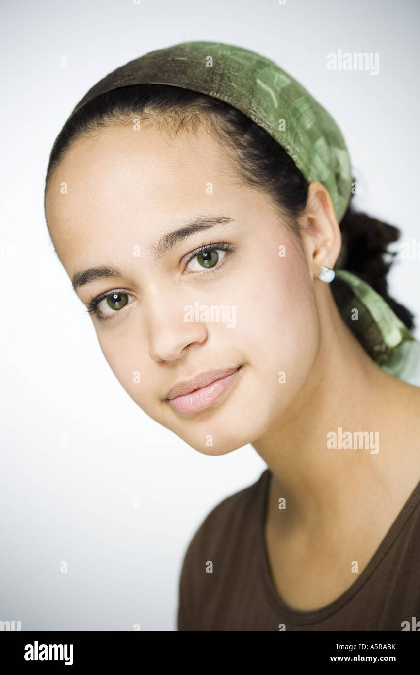 Portrait of a woman with head scarf Stock Photo - Alamy