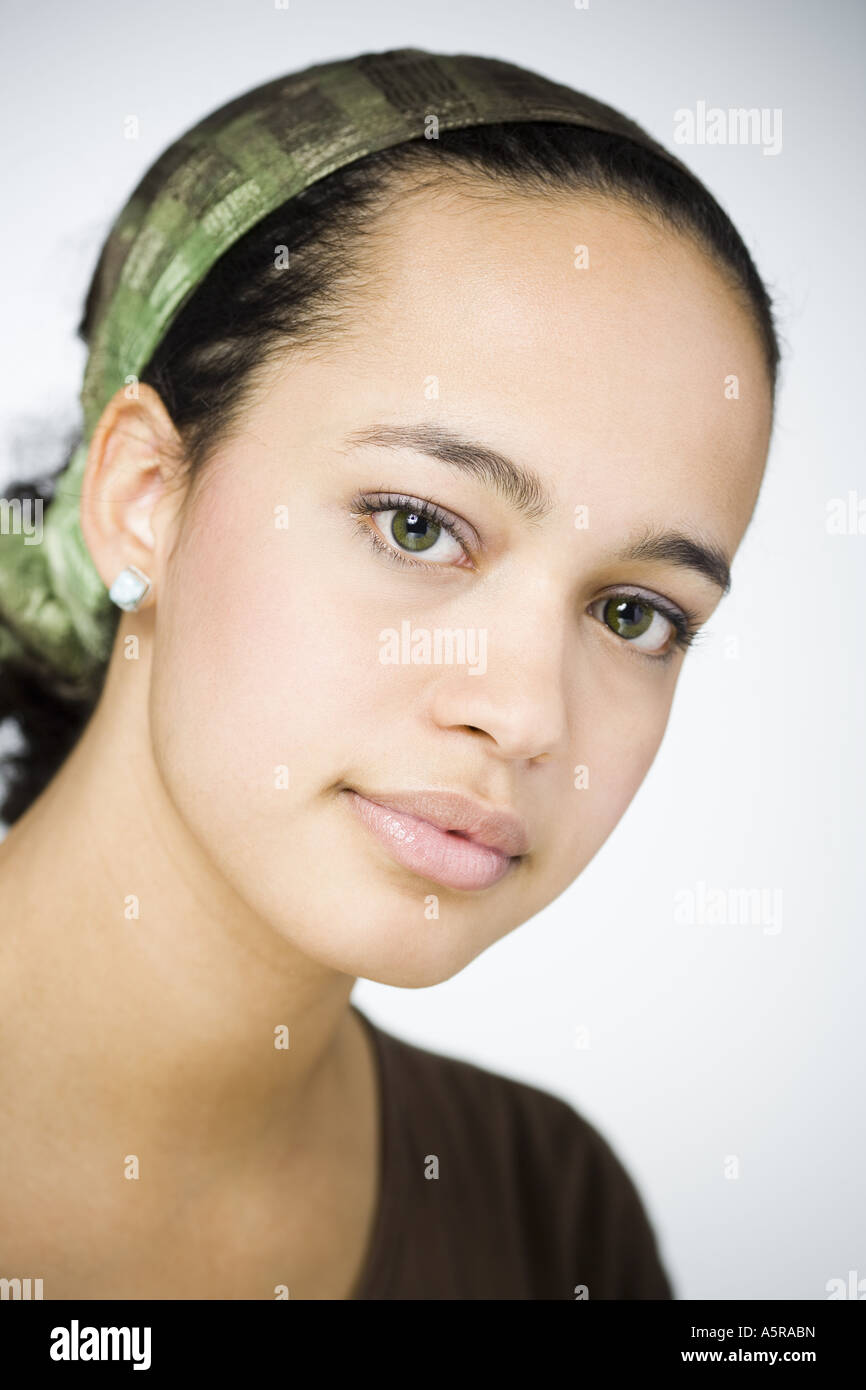 Portrait of a woman with head scarf Stock Photo - Alamy